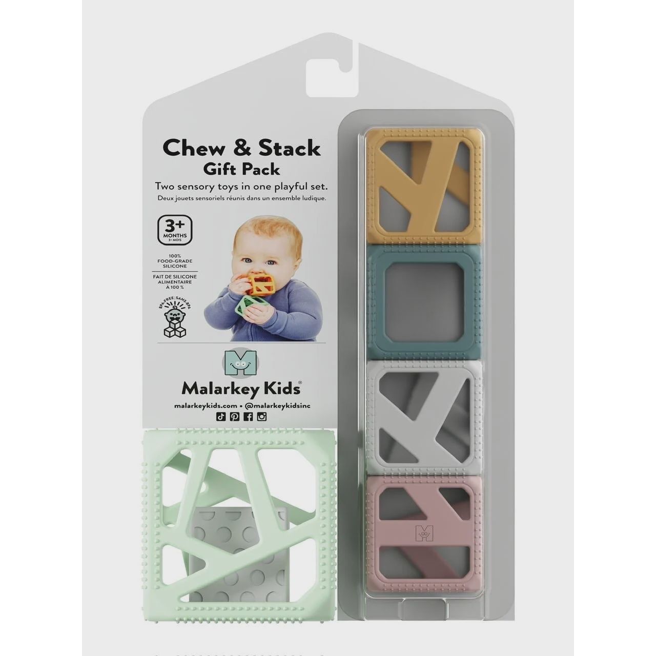 Malarkey Kids Chew & Stack Gift Pack | Silicone Baby Toys | BPA Free ...